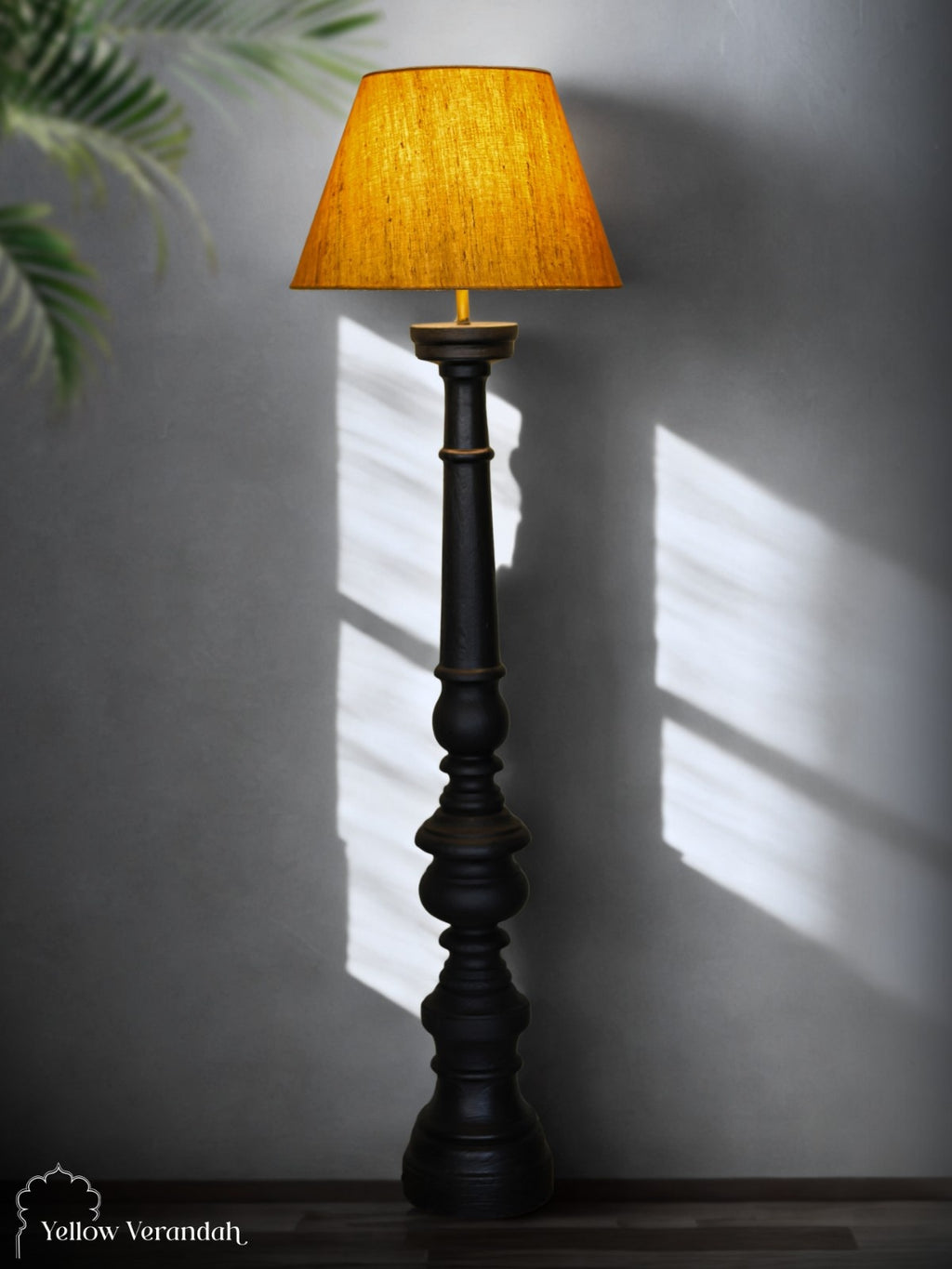 Turning Pillar Floor Lamp With Shade – Yellow Verandah
