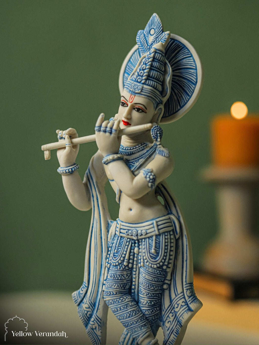 Krishna Sculpture - Marble God Statue – Yellow Verandah