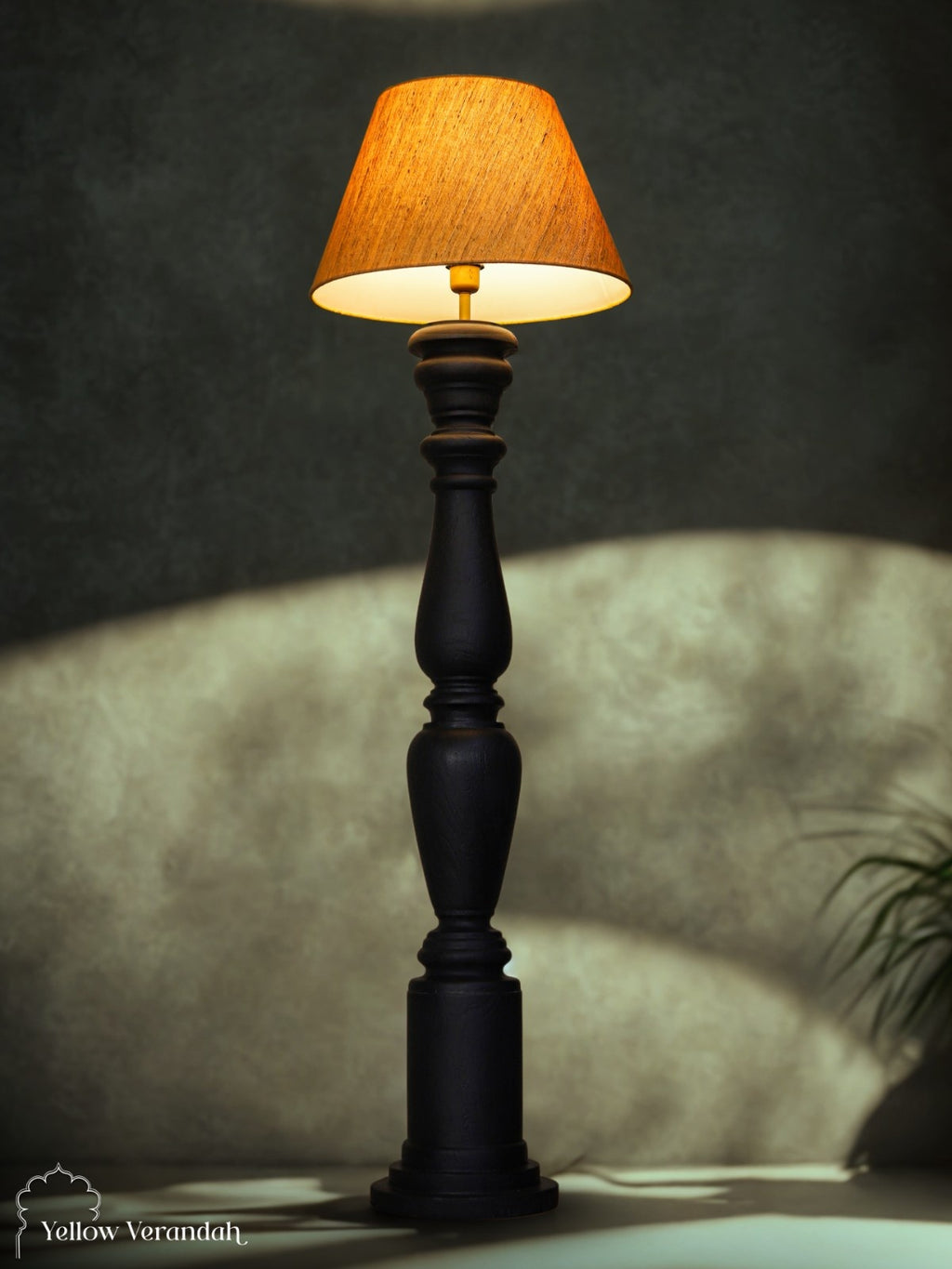 Turning Pillar Floor Lamp With Shade – Yellow Verandah