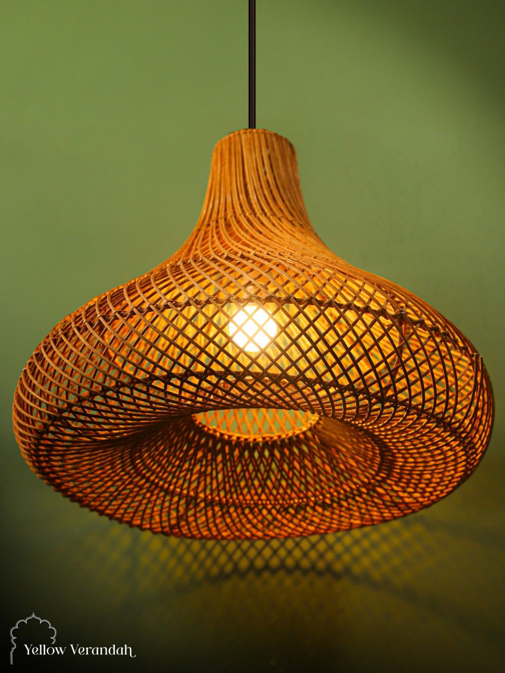 Natural Cane Boho Hanging Pendant Light – Yellow Verandah