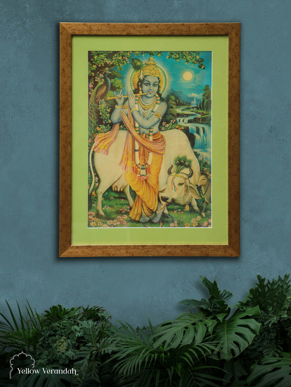 Oleograph Print Frame - Krishna – Yellow Verandah