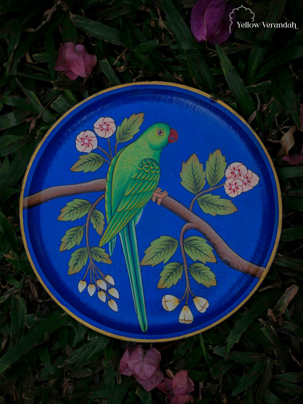 Pichwai Parrot Handpainted Wall Plate - 8" – Yellow Verandah