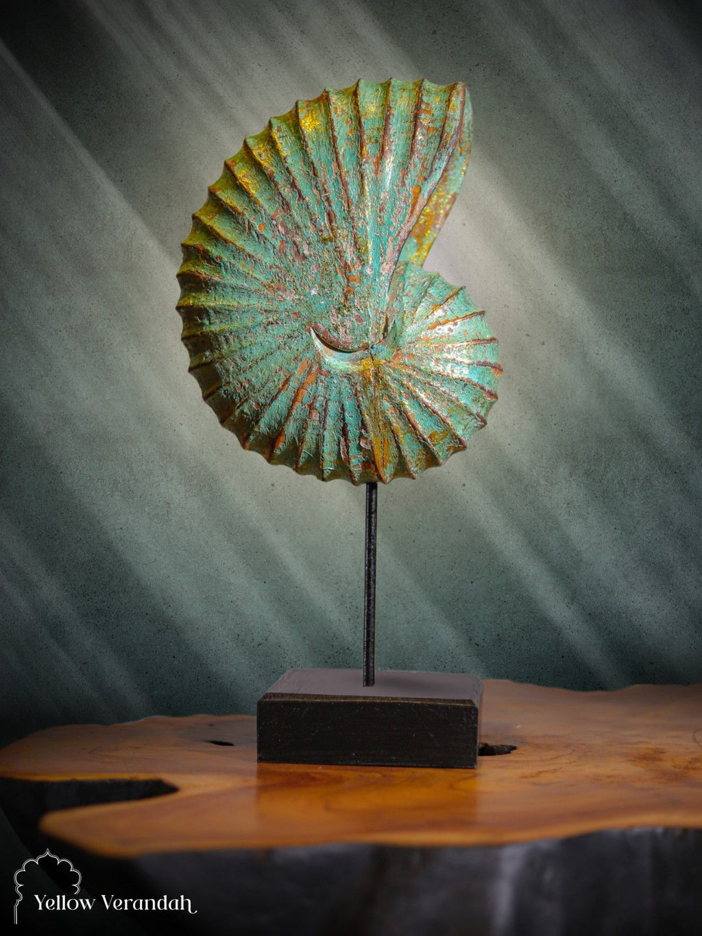 Wooden Sea Shell Decor on Stand - Sea Green – Yellow Verandah