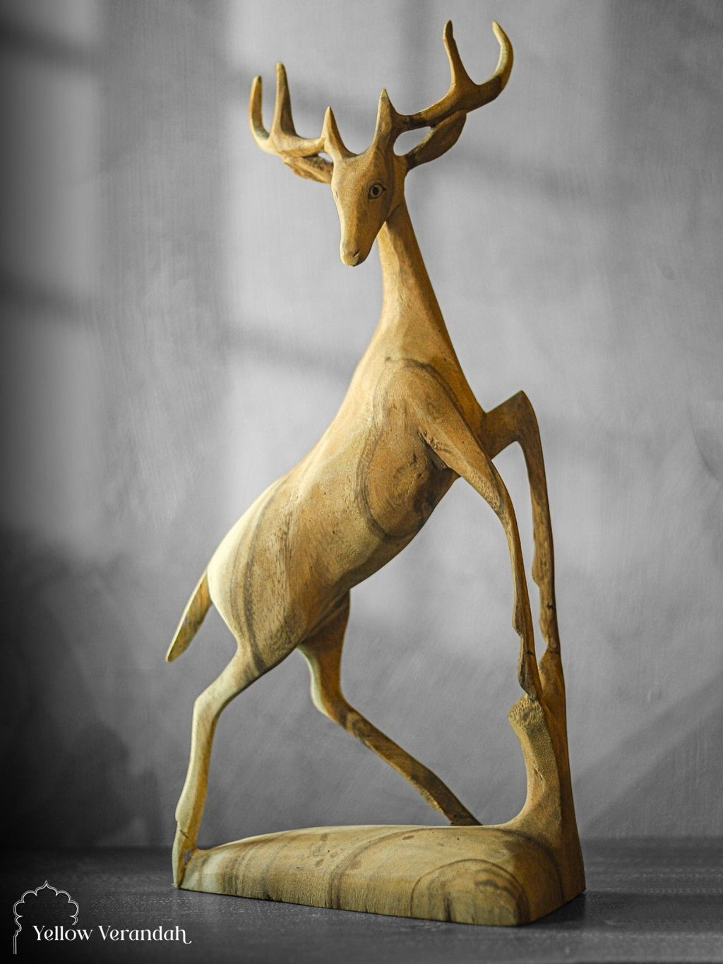 Wooden Deer Decor Sculpture – Yellow Verandah