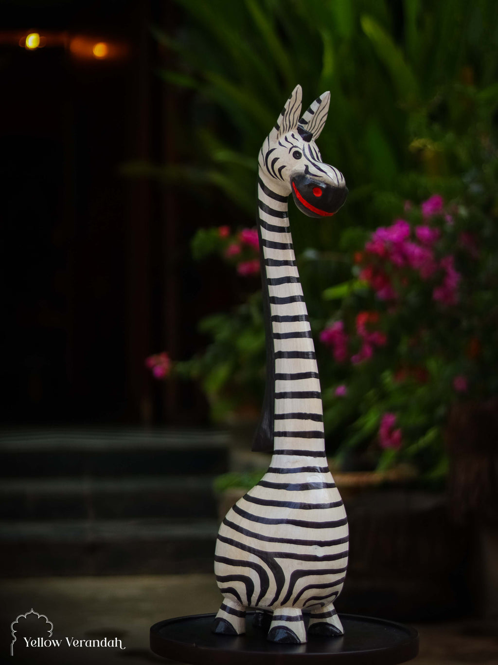 Wooden Zebra Animal Sculpture – Yellow Verandah
