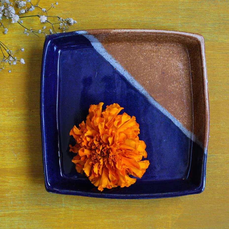 Stoneware Square Serving Plate – Yellow Verandah