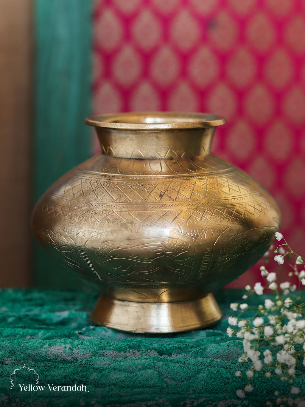 Vintage Brass Carving Pot – Yellow Verandah