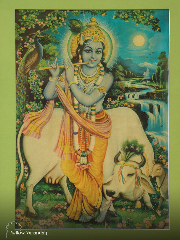 Oleograph Print Frame - Krishna – Yellow Verandah