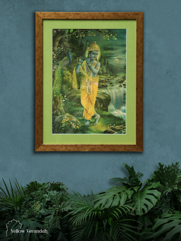 Oleograph Print Frame - Krishna – Yellow Verandah