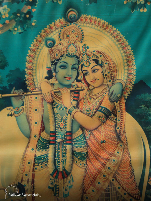 Oleograph Print Frame - Radha Krishna – Yellow Verandah