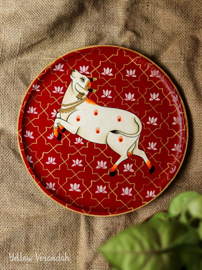 Pichwai Cow Handpainted Wall Plate - 9" – Yellow Verandah